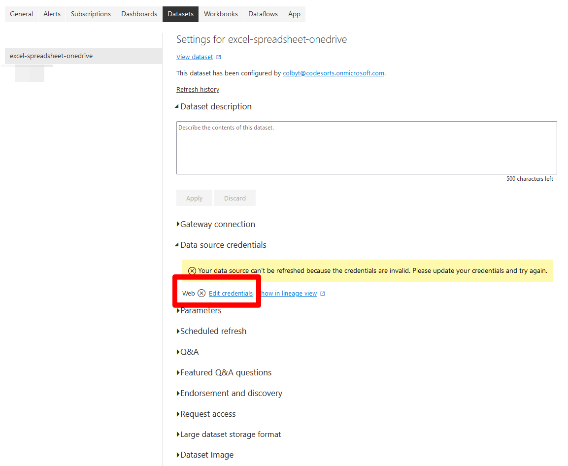 Power Bi How To Refresh Excel Datasets In A Published Report Code And
